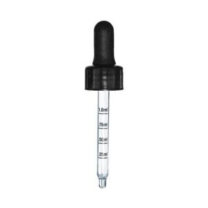 nuvape.net graduated measurement marked glass dropper closure black (for 1 oz boston round bottles) (large bulb for full draw)(10 - pack)