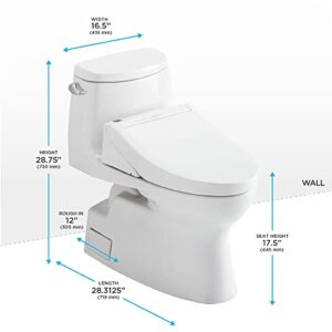 TOTO WASHLET+ Carlyle II One-Piece Elongated 1.28 GPF Toilet and WASHLET+ C5 Bidet Seat, Cotton White