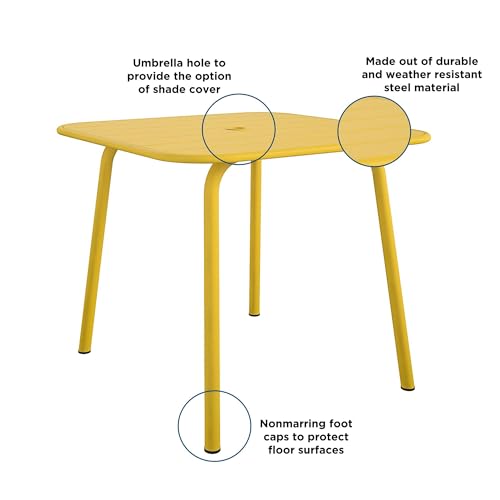 Novogratz Poolside Gossip Collection, June Square Dining Table, Yellow