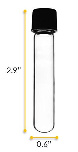 EISCO Test Tube, 5ml - Bakelite Screw Cap with Rubber Liner - Borosilicate 3.3 Glass - 2.9" x 0.6" - Round Bottom - Leak Proof