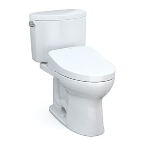 toto® washlet+® drake® ii two-piece elongated 1.28 gpf toilet and washlet+® s500e contemporary bidet seat, cotton white - mw4543046cefg#01