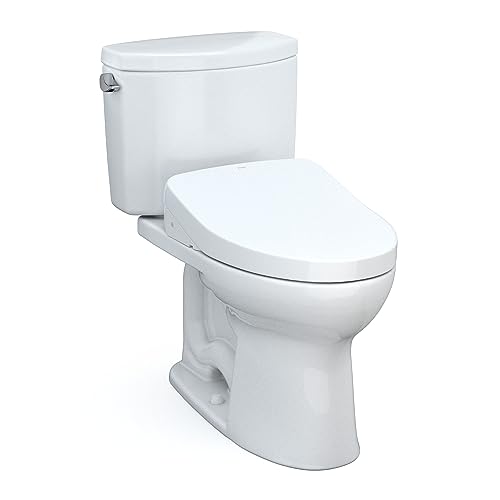 TOTO® WASHLET+® Drake® II Two-Piece Elongated 1.28 GPF Toilet and WASHLET+® S500e Contemporary Bidet Seat, Cotton White - MW4543046CEFG#01