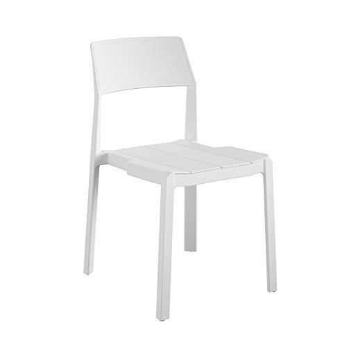 Novogratz Poolside Collection, Chandler Stacking Dining Chairs, Indoor/Outdoor, 4-Pack, White