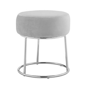 Linon Grey and Silver Vanity and Accent Dalilah Stool