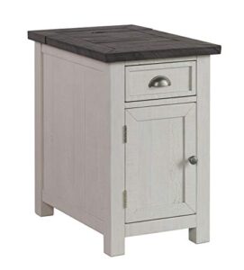 martin svensson home monterey chairside table - white with grey top - coastal multi-use table with built-in outlets and drawers for bedroom or living room