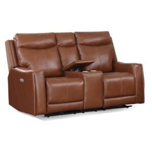 steve silver natalia power reclining loveseat-top-grain, articulating headrest, usb charging, coach color love seats, 72.5" l x 39" w x 42" h, caramel leather