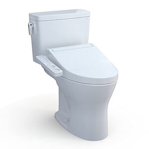 toto® drake® washlet®+ two-piece elongated dual flush 1.28 and 0.8 gpf universal height toilet and washlet c2 bidet seat, cotton white - mw7463074cemfg#01