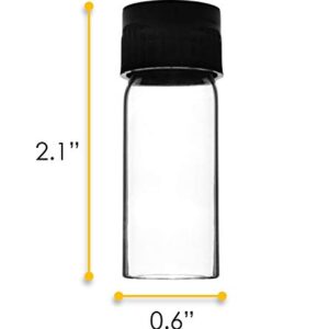 EISCO 12PK Test Tubes, 5ml - Bakelite Screw Cap - Borosilicate 3.3 Glass - 2.1" x 0.6" - Flat Bottom