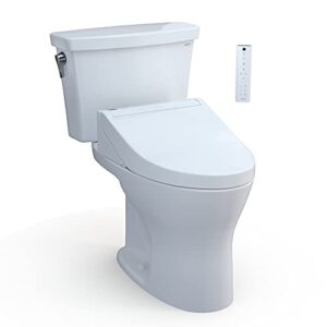 toto® drake® transitional washlet®+ two-piece elongated dual flush 1.28 and 0.8 gpf universal height toilet and washlet c5 bidet seat, cotton white - mw7483084cemfg#01