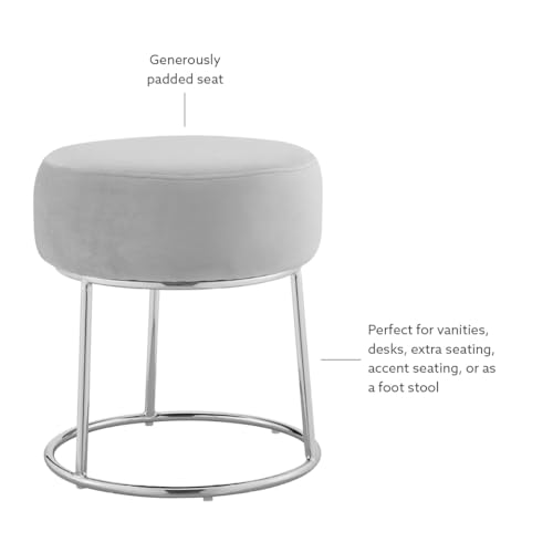 Linon Grey and Silver Vanity and Accent Dalilah Stool