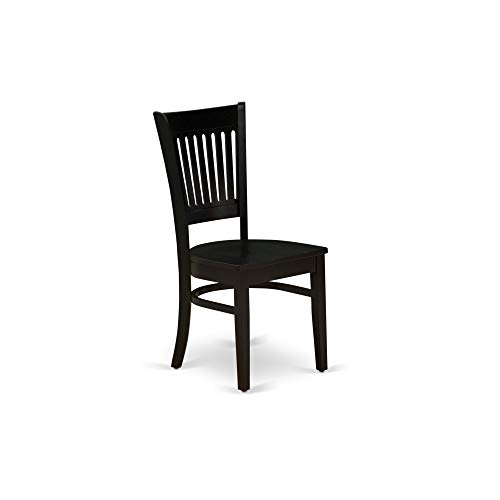 East West Furniture ANVA3-BLK-W 3 Piece Kitchen Table Set for Small Spaces Contains a Round Dining Room Table with Pedestal and 2 Dining Chairs, 36x36 Inch, Black