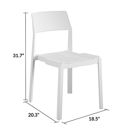 Novogratz Poolside Collection, Chandler Stacking Dining Chairs, Indoor/Outdoor, 4-Pack, White