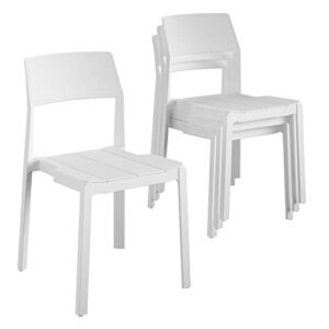 novogratz poolside collection, chandler stacking dining chairs, indoor/outdoor, 4-pack, white