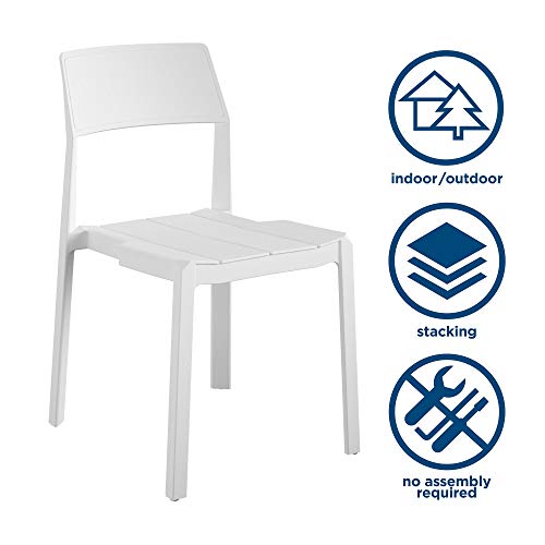 Novogratz Poolside Collection, Chandler Stacking Dining Chairs, Indoor/Outdoor, 4-Pack, White