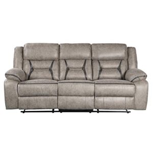 roundhill furniture elkton manual motion recliner with storage console, sofa, taupe