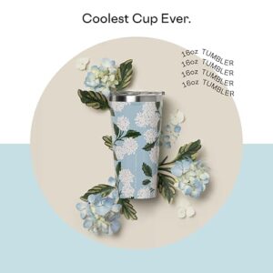 Corkcicle Tumbler Rifle Paper Co. Triple Insulated Stainless Steel Travel Mug, BPA Free, Keeps Beverages Cold for 9 Hours and Hot for 3 Hours, 16 oz, Hydrangea