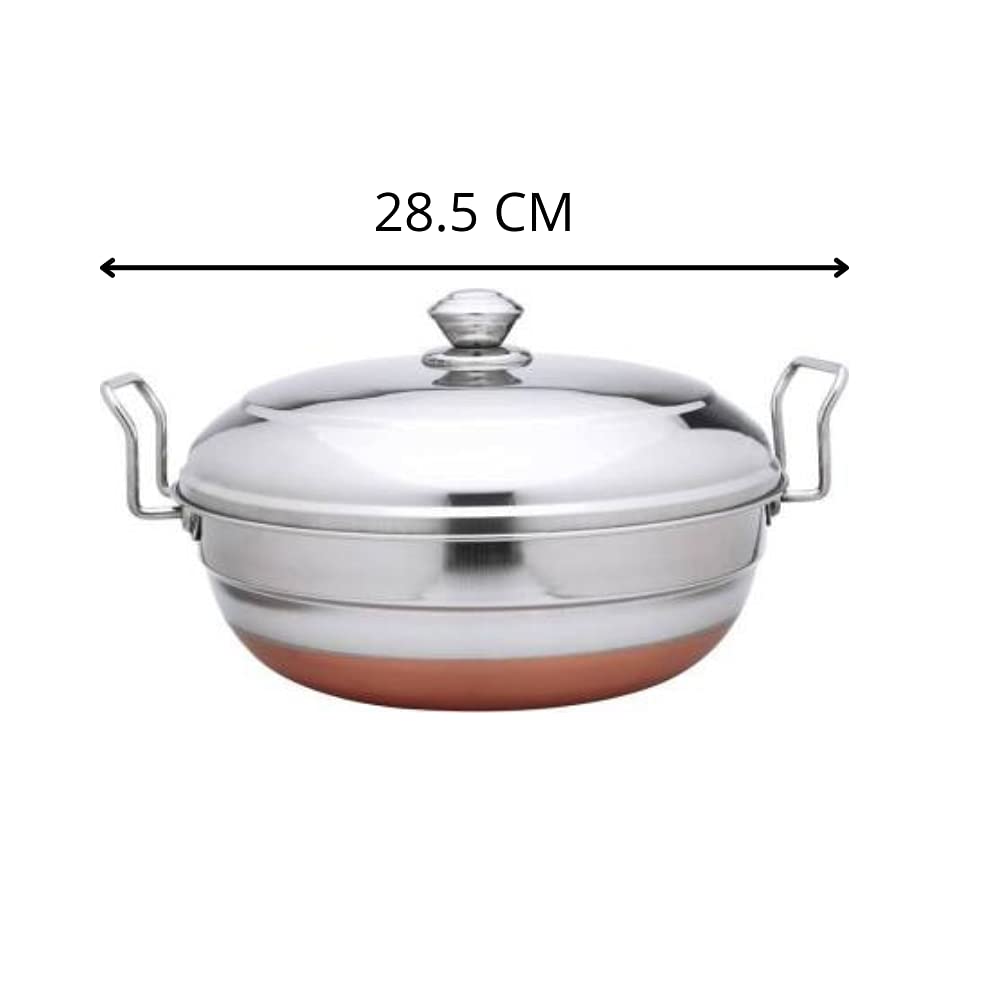 Sophronia Stainless Steel Idli Cooker Multi Kadai Steamer with Copper Bottom All-in-One Big Size 5 Plate 2 Idli | 2 Dhokla | 1 Patra | Momo's | 28.5 cm Dia