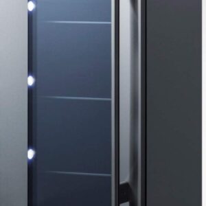 Summit Appliance CL156BVLHD 15" Wide Built-In Beverage Center with Left-Hand Door Swing, Seamless Stainless Steel Trimmed Glass Door, Auto Defrost, LED Lighting, Lock, and Black Cabinet