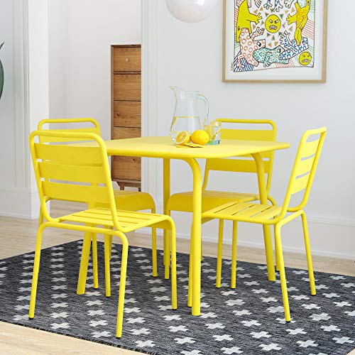 Novogratz Poolside Gossip Collection, June Square Dining Table, Yellow