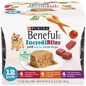 purina beneful small breed wet dog food variety pack, incredibites pate - (2 packs of 12) 3 oz. cans