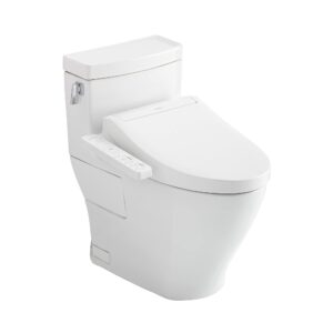 totowashlet+ legato one-piece elongated 1.28 gpf toilet and washlet c2 bidet seat, cotton white - mw6243074cefg#01