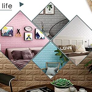 Sodeno 3D Wall Panels Peel and Stick, 14.5 Sq Ft Coverage,Printable Faux Brick Wallpaper Sticker with Self-Adhesive Waterproof Foam for Interior Wall Decor, Bathroom, Home Decoration (10 Pcs) (White)