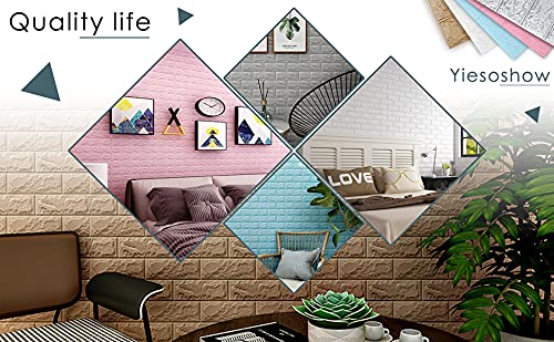 Sodeno 3D Wall Panels Peel and Stick, 14.5 Sq Ft Coverage,Printable Faux Brick Wallpaper Sticker with Self-Adhesive Waterproof Foam for Interior Wall Decor, Bathroom, Home Decoration (10 Pcs) (White)