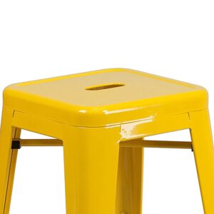 MFD 24 Inch Metal Bar Stools Counter Height Bar Chair Indoor Outdoor Backless Kitchen Stools Set of 4 Yellow