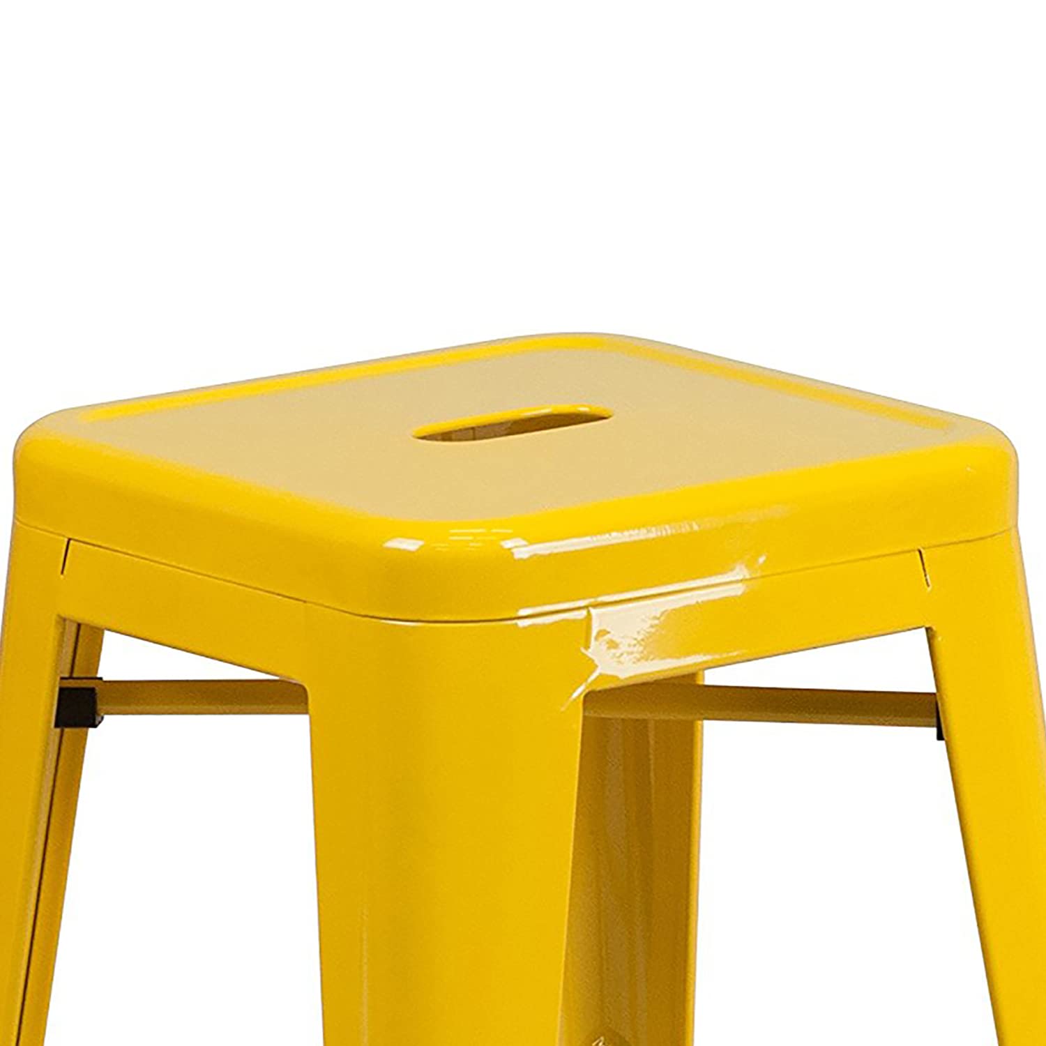 MFD 24 Inch Metal Bar Stools Counter Height Bar Chair Indoor Outdoor Backless Kitchen Stools Set of 4 Yellow