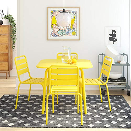 Novogratz Poolside Gossip Collection, June Square Dining Table, Yellow