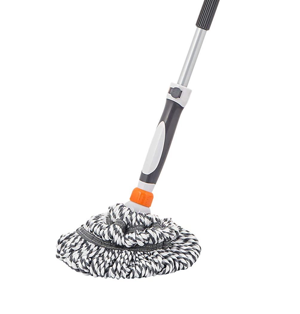 Superio Twist Mop Self Wringing Mop with Scrubber Microfiber Mop for Hardwood, Tile, Laminate Floors Commercial/Industrial Use.-Grey