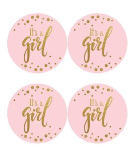 2" round 50 pack pink it's a girl label stickers baby shower party sticker labels candy stickers for birthday party baby shower wedding favors