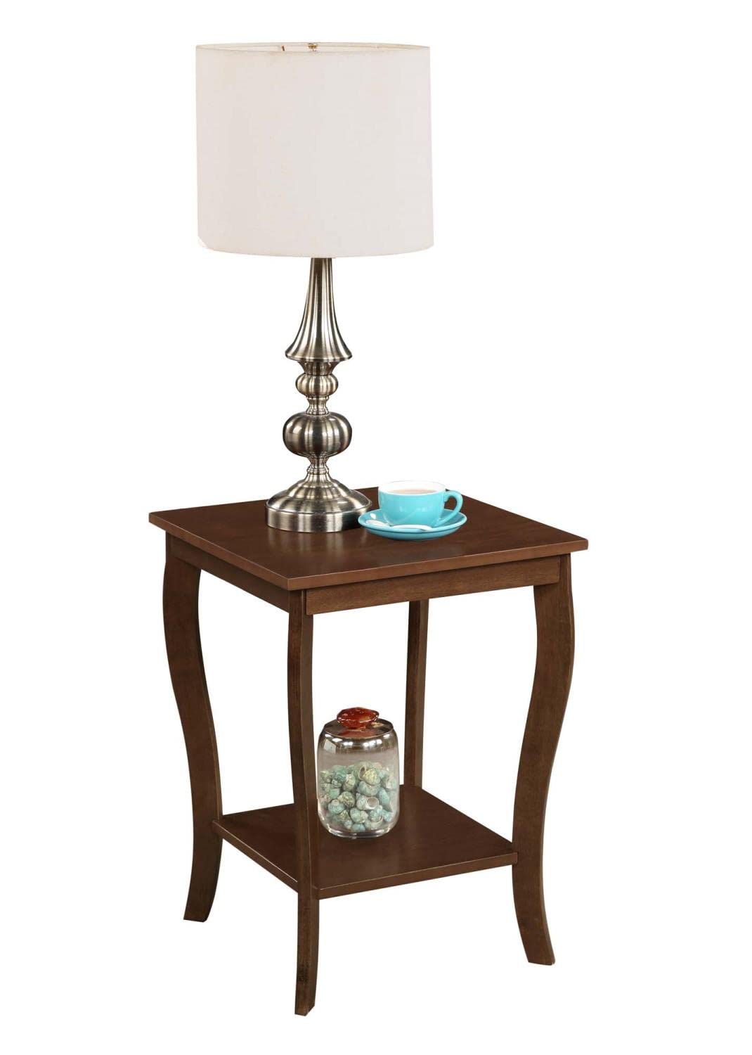 Convenience Concepts American Heritage Square End Table with Shelf, Espresso