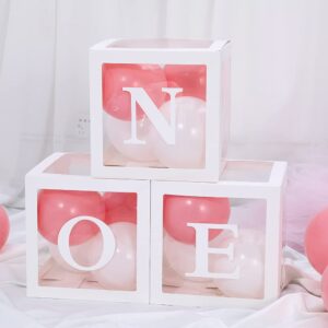 1st Birthday Balloon Boxes for Baby Party Decorations ONE Box with Letter for Boy&Girl Baby Bridal Shower, Reveal Party Decorations