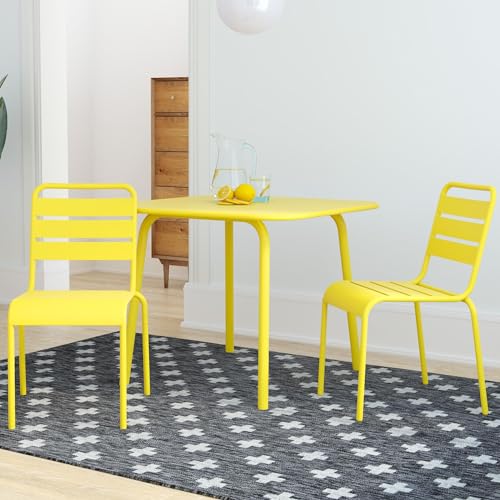 Novogratz Poolside Gossip Collection, June Square Dining Table, Yellow