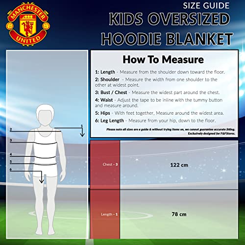 Manchester United FC Fleece Hoodie Blanket for Boys Teenagers One Size Kids Oversized Hoodie Man United Gifts for Boys (Black)