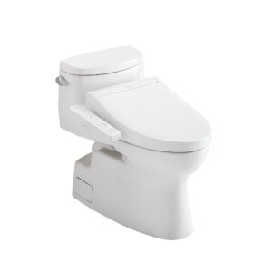 toto® washlet+® carolina® ii one-piece elongated 1.28 gpf toilet and washlet+® c2 bidet seat, cotton white - mw6443074cefg#01