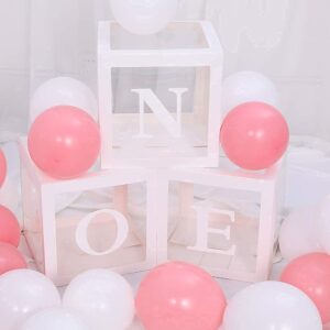 1st Birthday Balloon Boxes for Baby Party Decorations ONE Box with Letter for Boy&Girl Baby Bridal Shower, Reveal Party Decorations