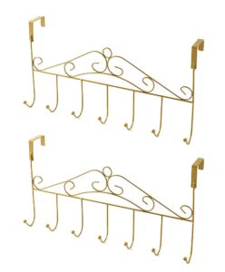 eywlwaar gold over the door hooks 7 hanger rack heavy decorative metal rack for home use hats coats key bag clothes scarfs hooks (golden)