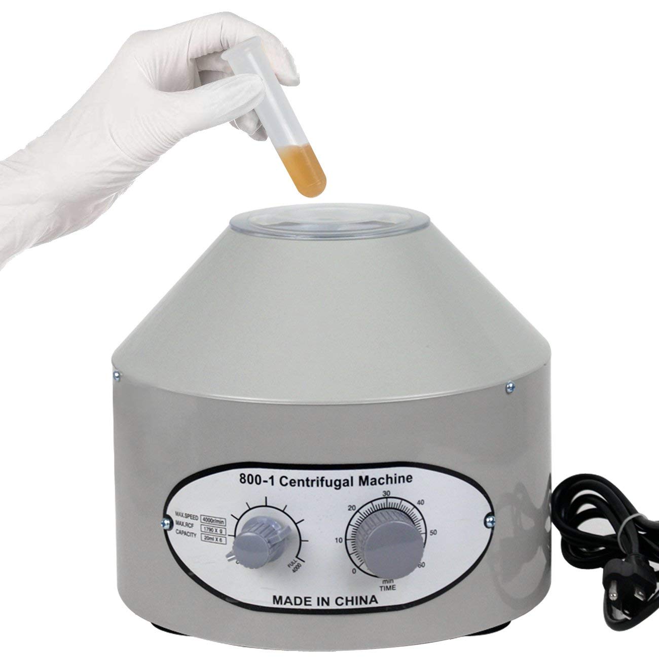 ORILAO Lab Centrifugal Machine Lower-Speed with Timer 0-60min (0-4000 RPM Cap:20ml X 6 Tube)