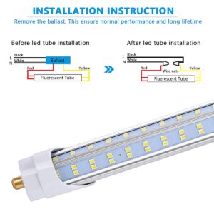 BSK.BESTKA 10PCS,8 FT LED Bulbs, 120W 19000lm 5000K Daylight, Super Bright, T8 T10 T12 LED Tube Lights, FA8 Single Pin LED Lights,V Shape, Clear Cover, 8 Foot LED Bulbs