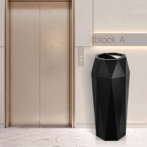 Dyna-Living Commercial Trash Can Outdoor Garbage Can with Lid Indoor Large Trash Bin Stainless Steel Industrial Waste Container Black