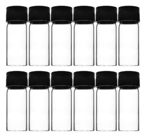 eisco 12pk test tubes, 5ml - bakelite screw cap - borosilicate 3.3 glass - 2.1" x 0.6" - flat bottom