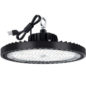 ledmo ufo led high bay lights, high bay led shop lights,100w-14000lm-5000k-100-277v-black