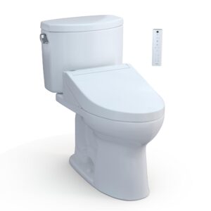 toto washlet+ drake ii two-piece elongated 1.28 gpf toilet and washlet+ c5 bidet seat, cotton white - mw4543084cefg#01