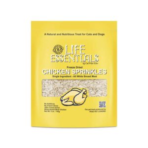 cat-man-doo life essentials all natural freeze dried chicken crushed sprinkles powder for dogs & cats - no fillers, preservatives, or additives - no grain tasty treat -made in usa (5 oz bag)