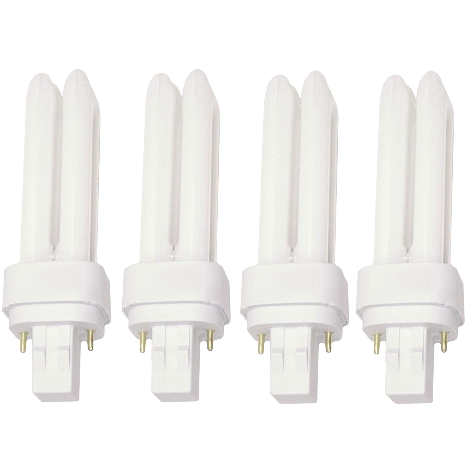 DYSMIO 13 Watt CFL Light Bulbs 2 Pin GX23-2 Base 2700K Soft White 13W High Output 800 Lumens Double Tube Compact Fluorescent Light Bulbs Plug-in 4 Pack