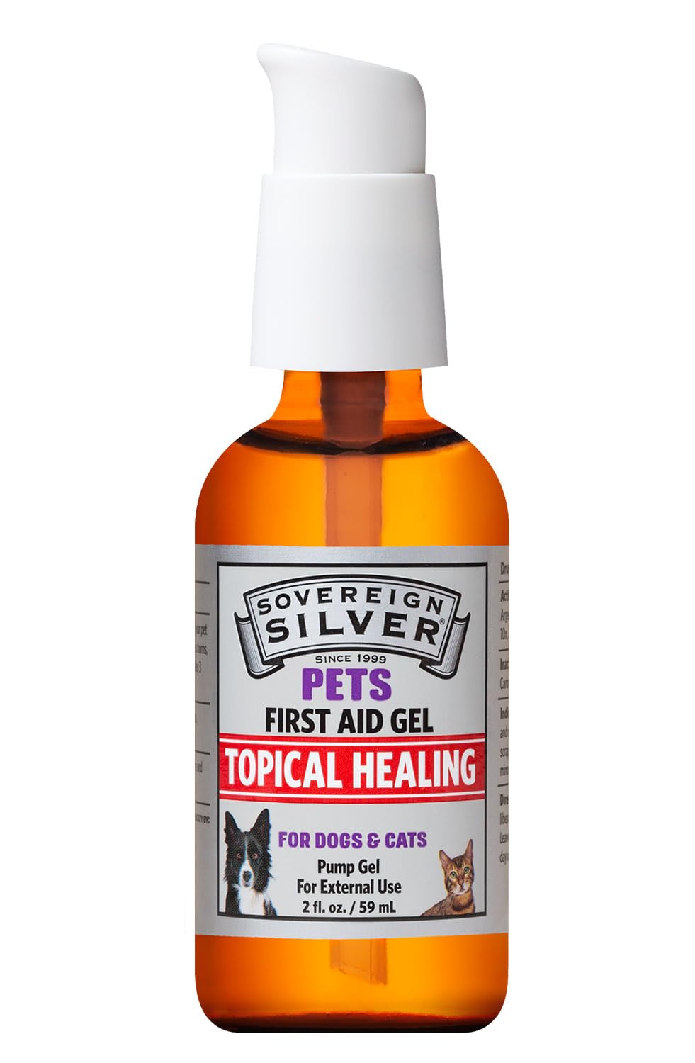 Sovereign Silver First Aid Gel for Pets - Topical Healing for Dogs and Cats, 2oz Pump Gel