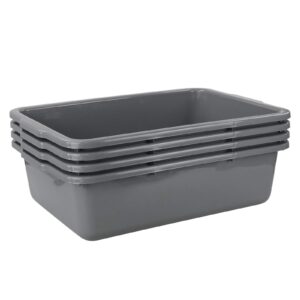 eagrye 4-pack large bus tubs, commercial tote box, plastic bus box, 32 l, grey