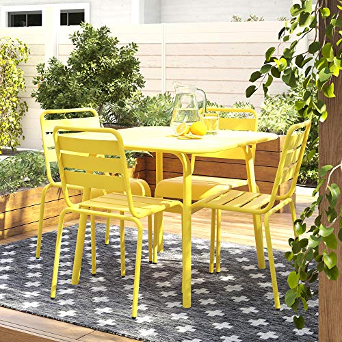 Novogratz Poolside Gossip Collection, June Square Dining Table, Yellow